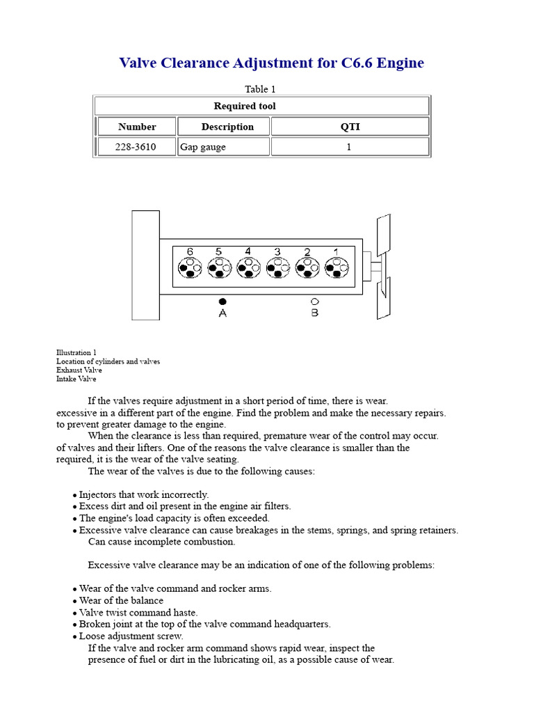 C6.6 Engine Valve Clearance Adjustment | PDF | Engines | Internal ...