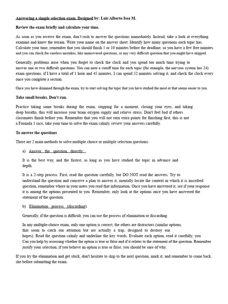 Strategies for Multiple Choice Exams | PDF | Multiple Choice | Question