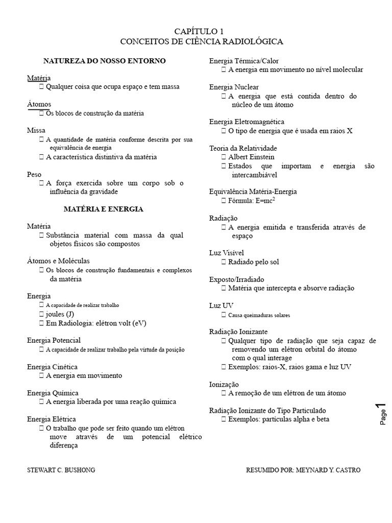 BUSHONG RESUMO de Meynard Castro | PDF | Próton | Átomos