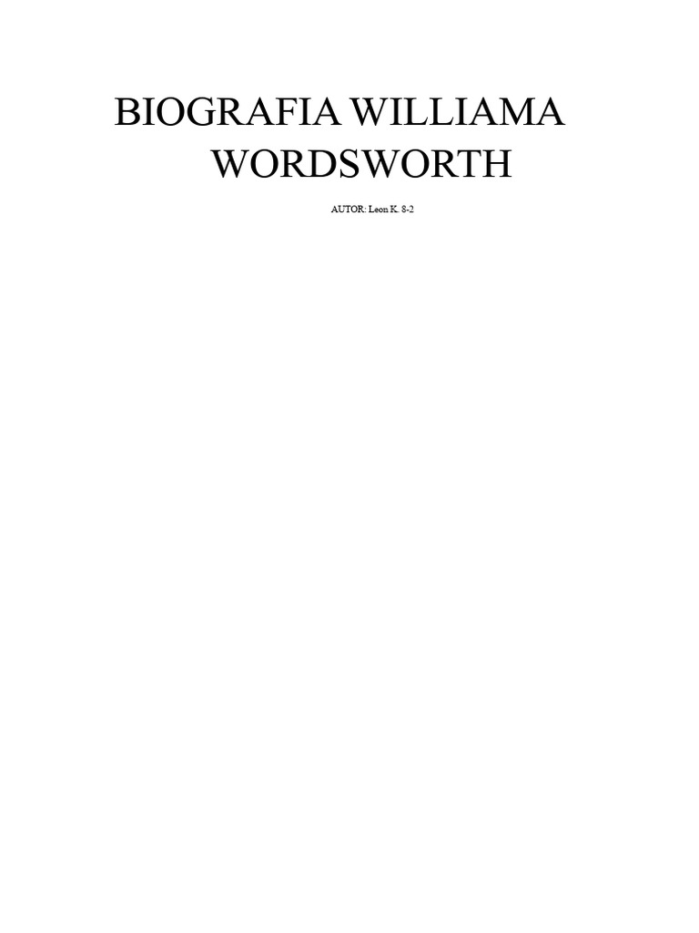 Biografia Williama Wordswortha | PDF