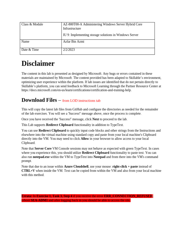 IU9 Implementing Storage Solutions in Windows Server (Azfar) | PDF | Command Line Interface ...