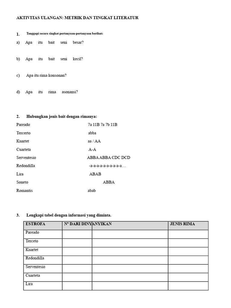 Metrik dan Rima dalam Puisi Spanyol | PDF