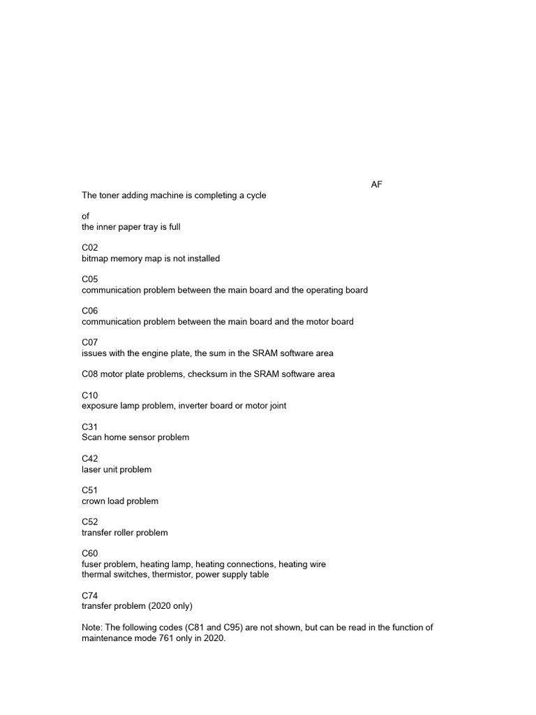 Kyocera MITA 1035 codes | PDF | Image Scanner | Printer (Computing)