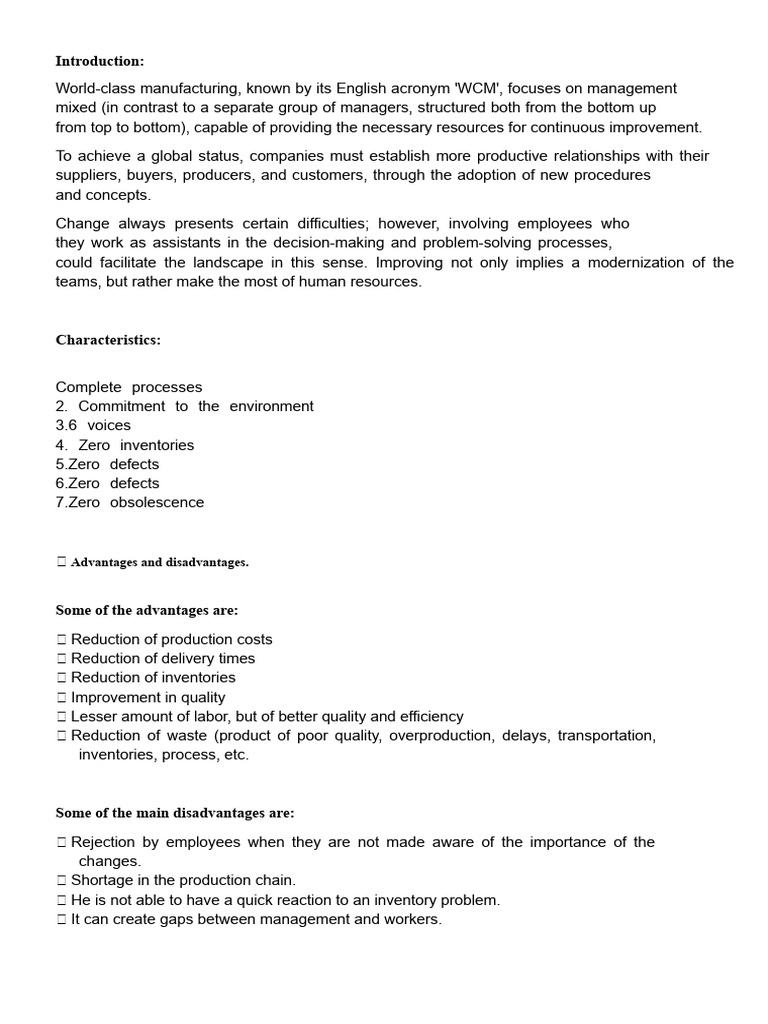 World Class Manufacturing | PDF | Lean Manufacturing | Enterprise Resource Planning