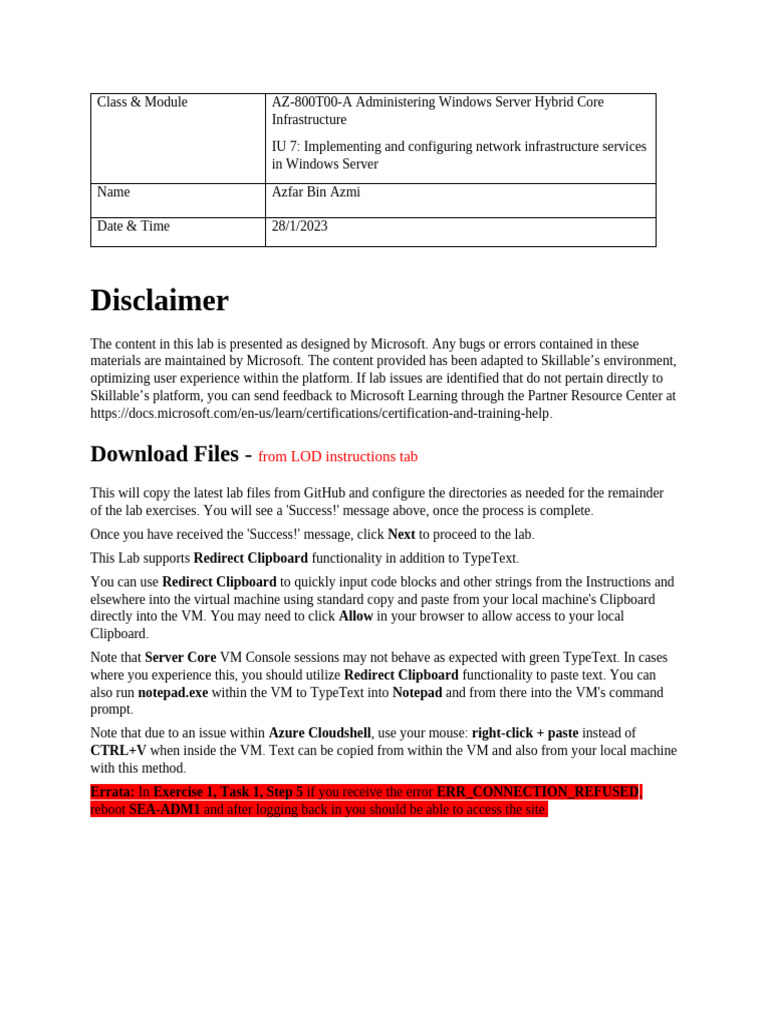IU7 Implementing 0 Configuring Network Infrastructure Services in ...