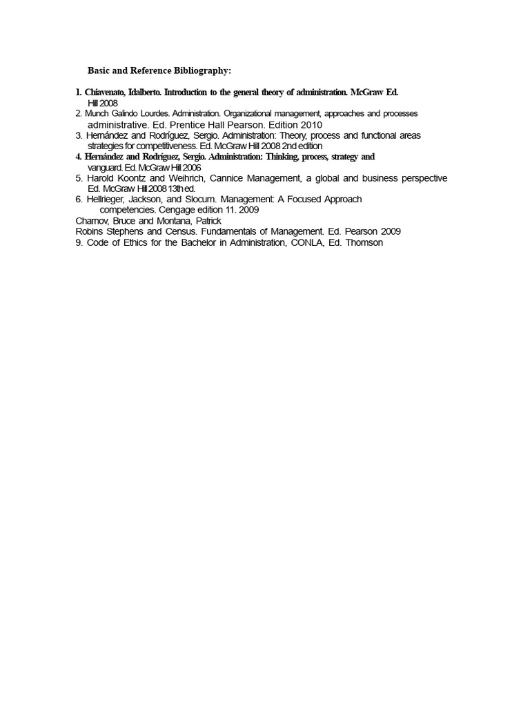 Basic Bibliography Administrative Management | PDF