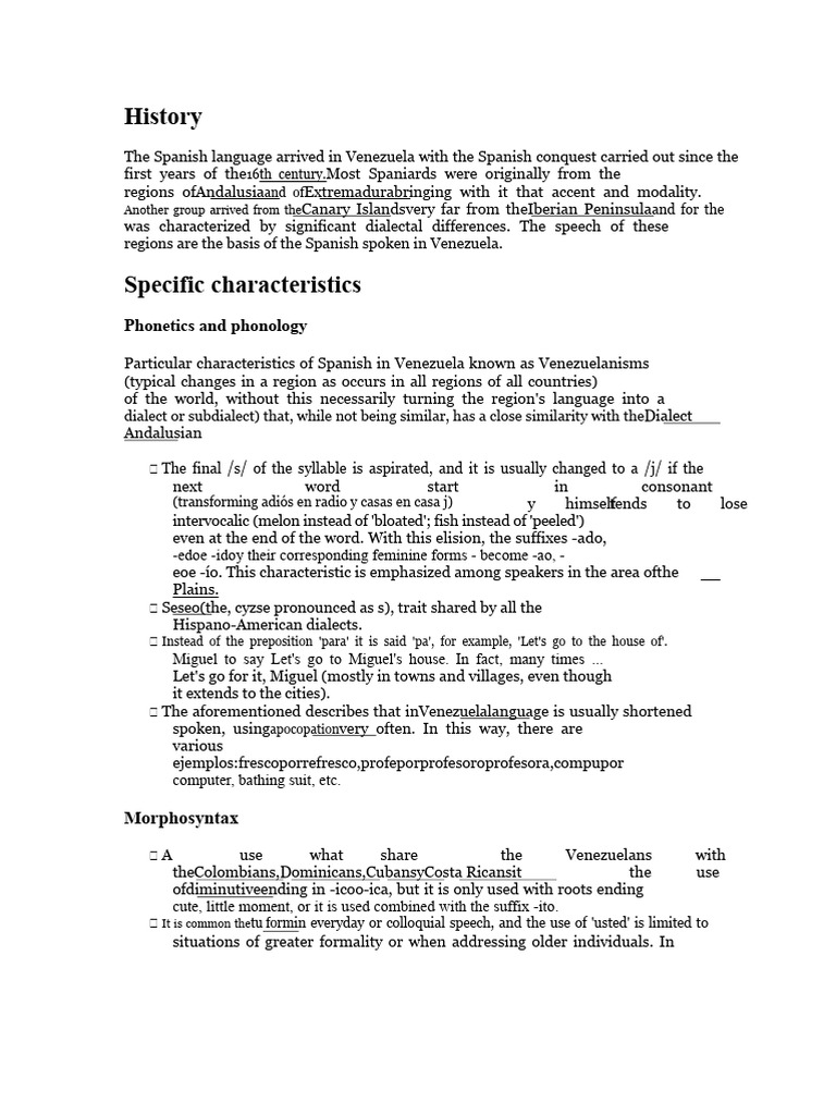 Material of The Origin of Spanish in Venezuela | PDF | Spanish Language ...