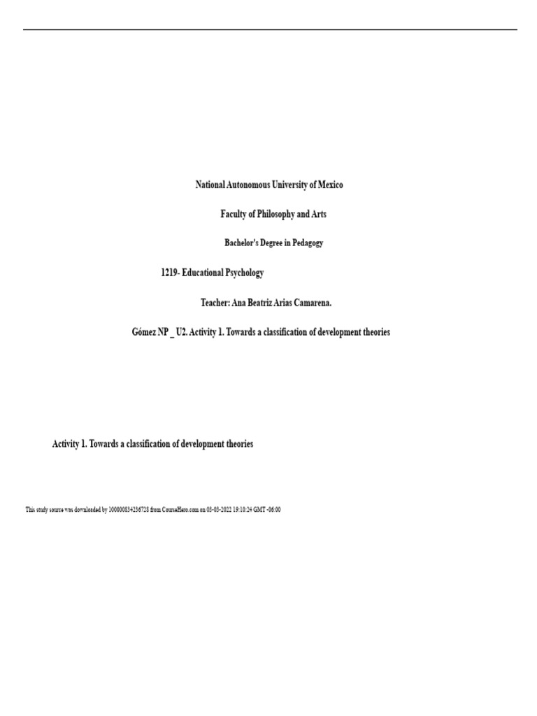 Activity 1: Towards A Classification of Development Theories | PDF ...
