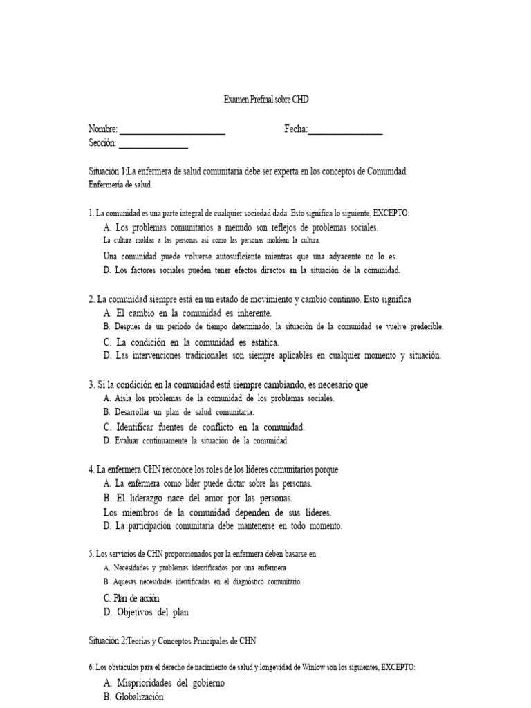 CHN y Copar Examen Completo | PDF | Enfermería | Asistencia sanitaria preventiva