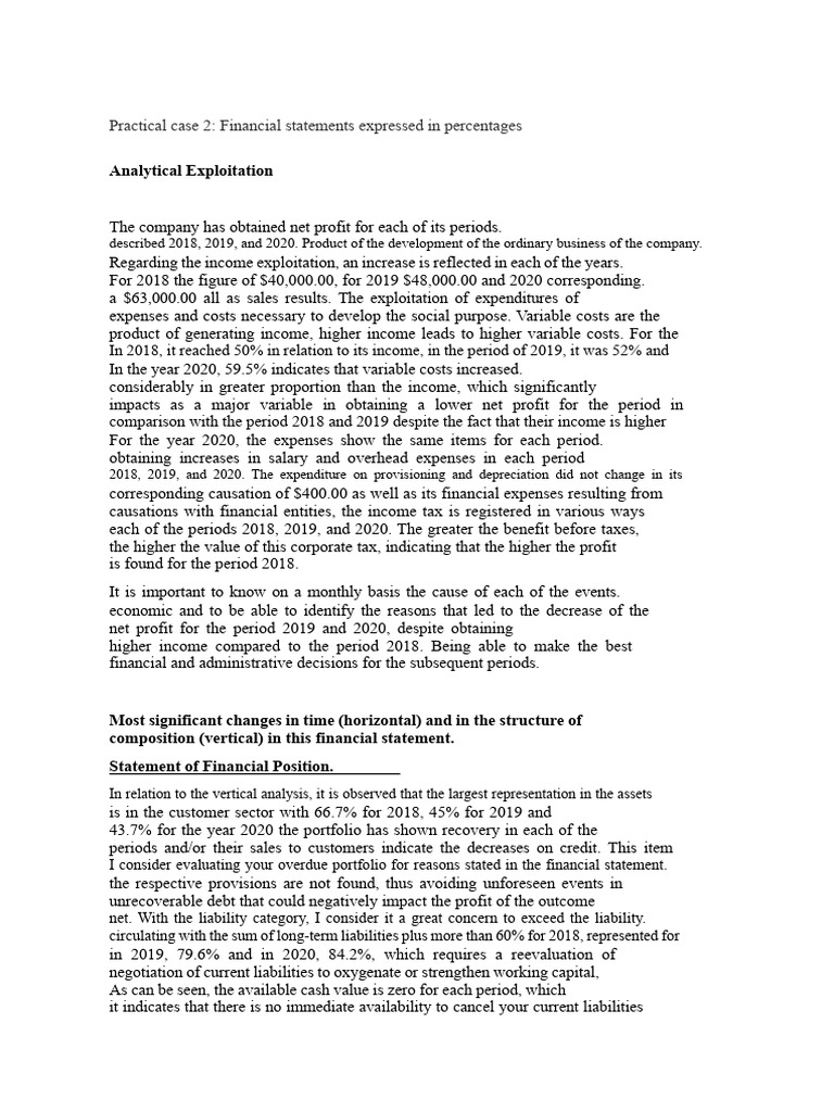 Practical Case 2 Financial Statements Expressed As Percentages | PDF ...
