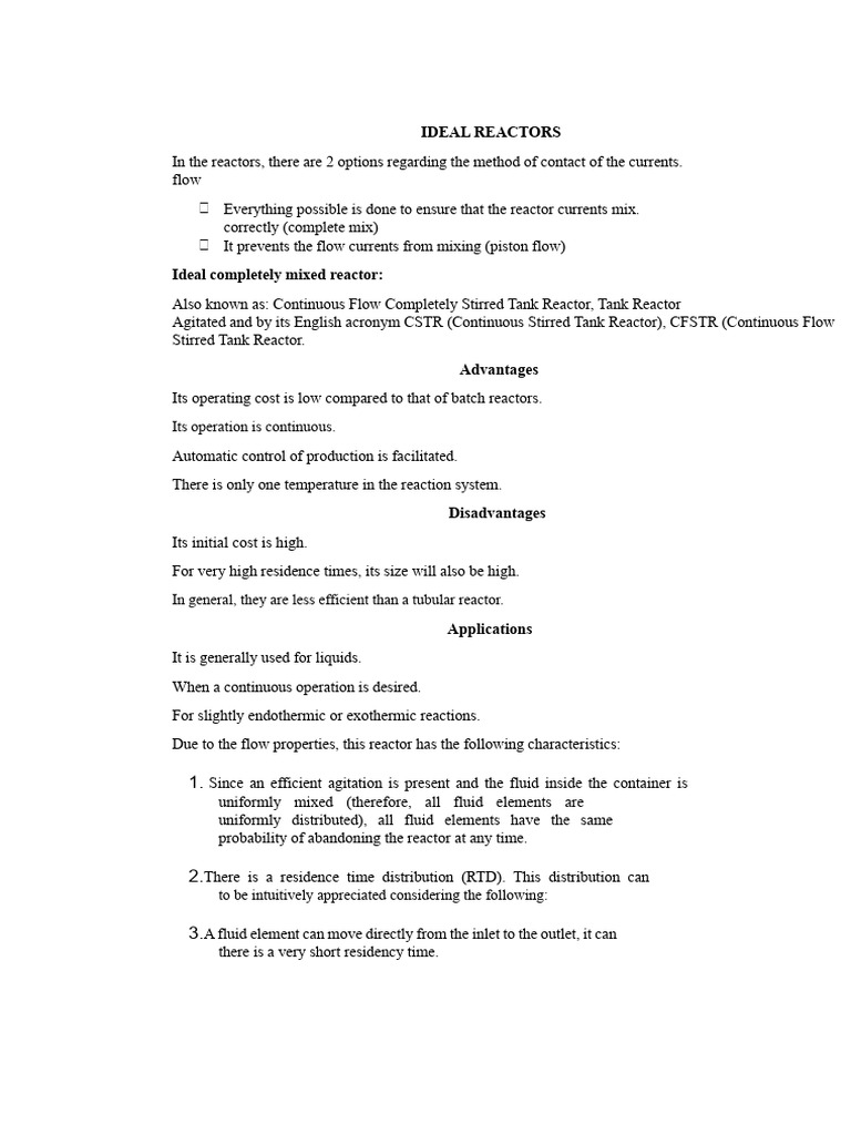 Ideal Reactors | PDF | Chemical Reactor | Chemistry