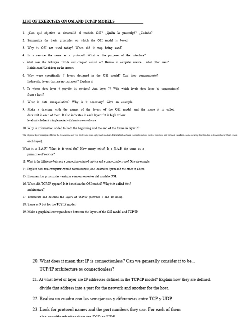 OSI model exercises | PDF | Internet Protocol Suite | Osi Model