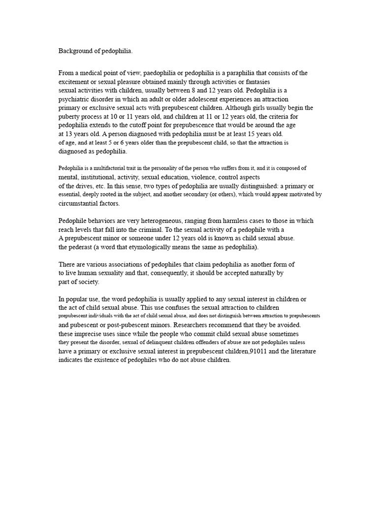 Background of Pedophilia | PDF | Pedophilia | Human Sexuality
