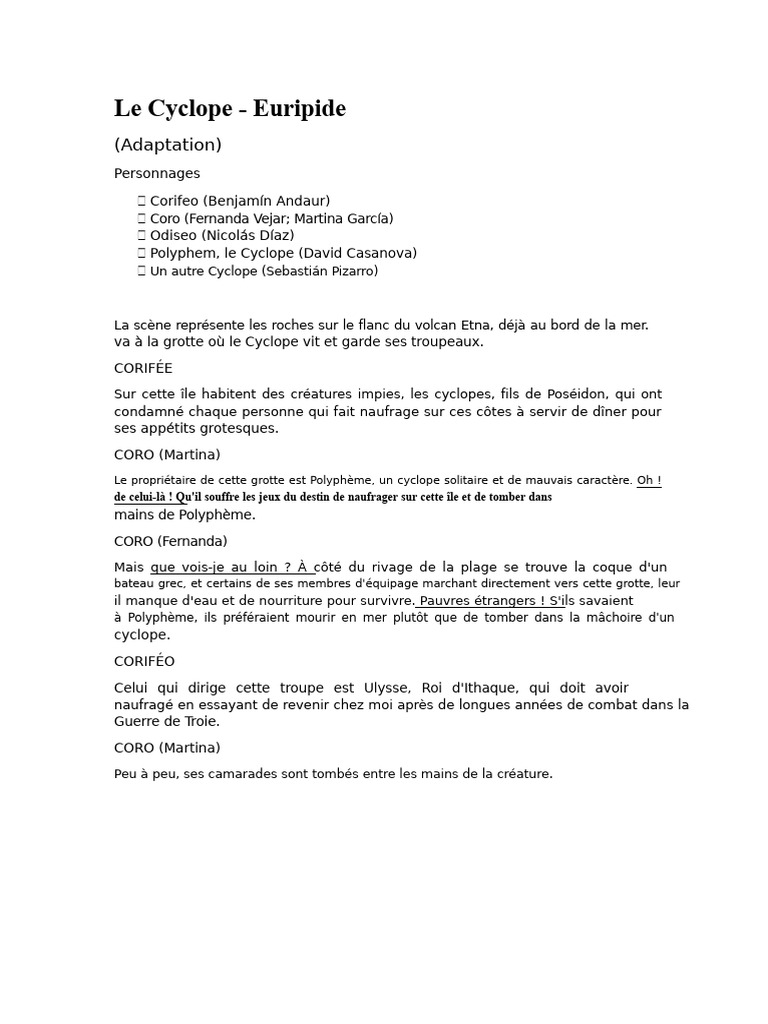 Polyphème, le Cyclope d'Ulysse | PDF | Ulysse | Odyssée