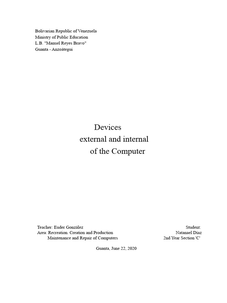 External and Internal Computer Devices | PDF | Compact Disc | Central ...