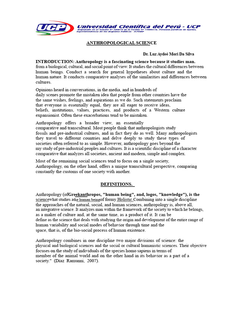 Anthropological Science - Historical Development | PDF | Anthropology ...