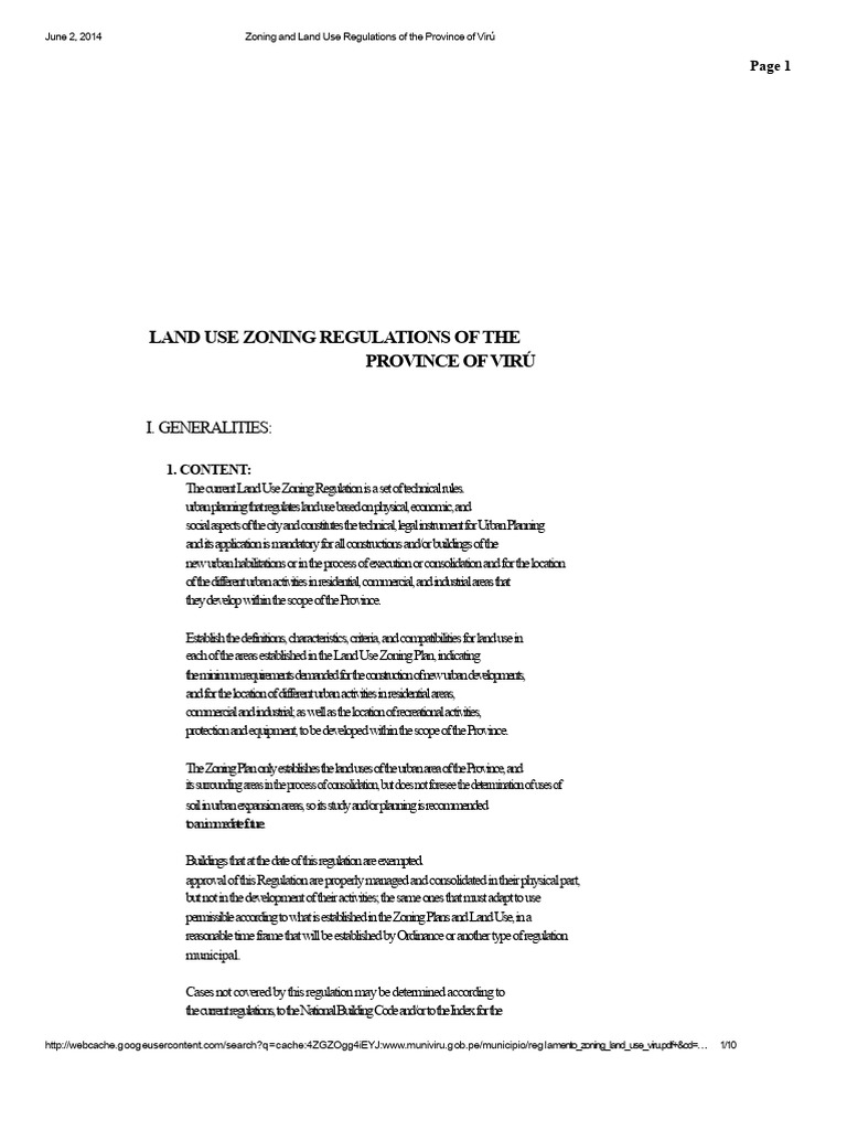 Land Use Zoning Regulations Virú | PDF | Zoning