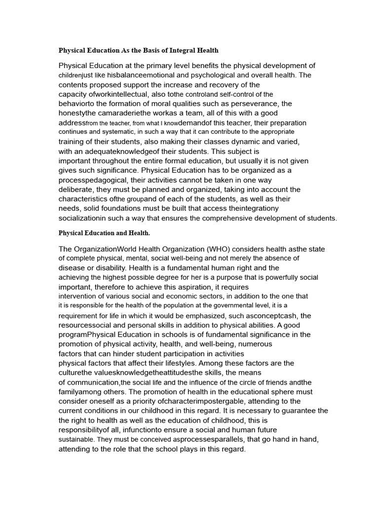 Importance of Physical Education for Health | PDF | Well Being | Social ...