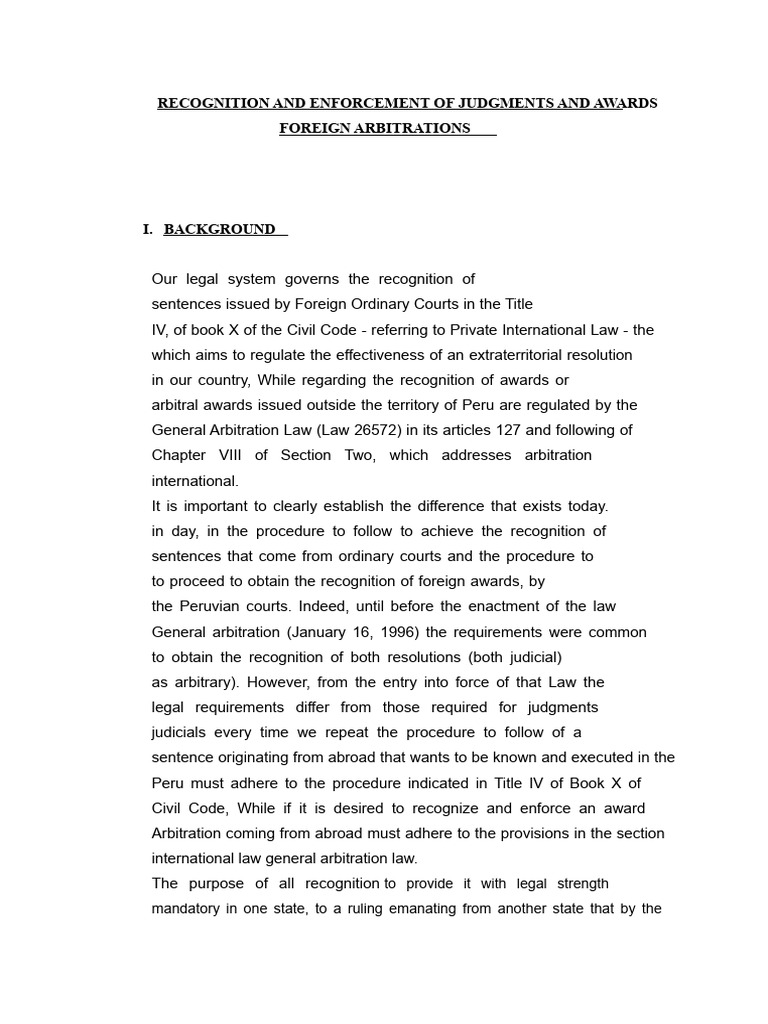 Recognition and Enforcement of Foreign Judgments and Arbitral Awards | PDF | Jurisdiction ...