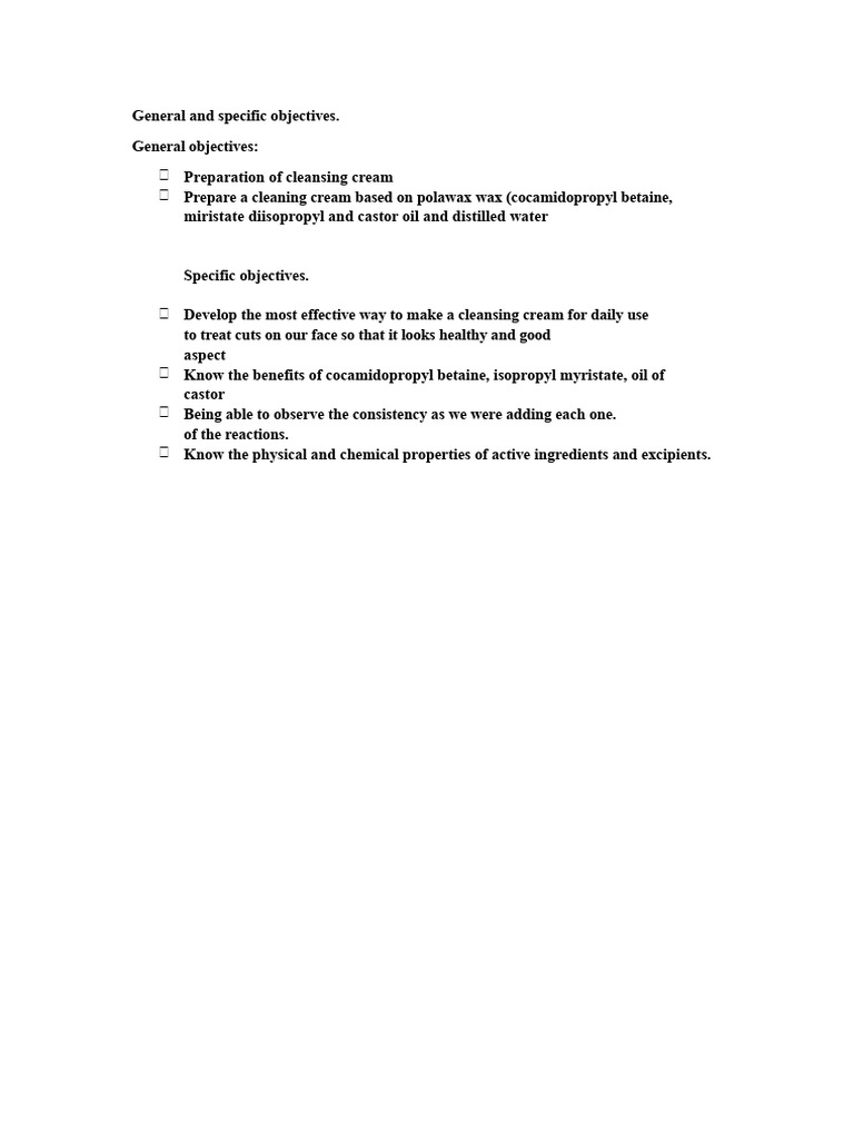 General and Specific Objectives | PDF