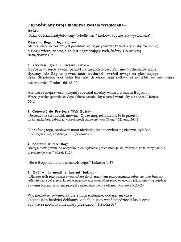 7 Kroków, Aby Modlitwa Została Wysłuchana | PDF