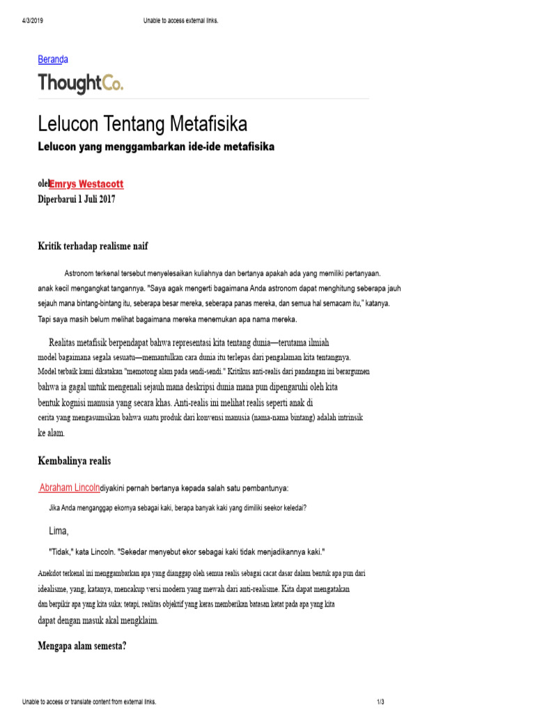 Lelucon Tentang Metafisika | PDF