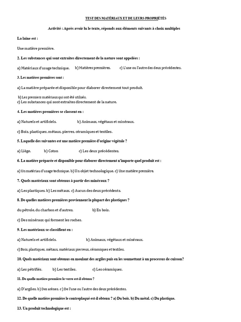 Propriétés et classifications des matériaux | PDF | Fragilité ...