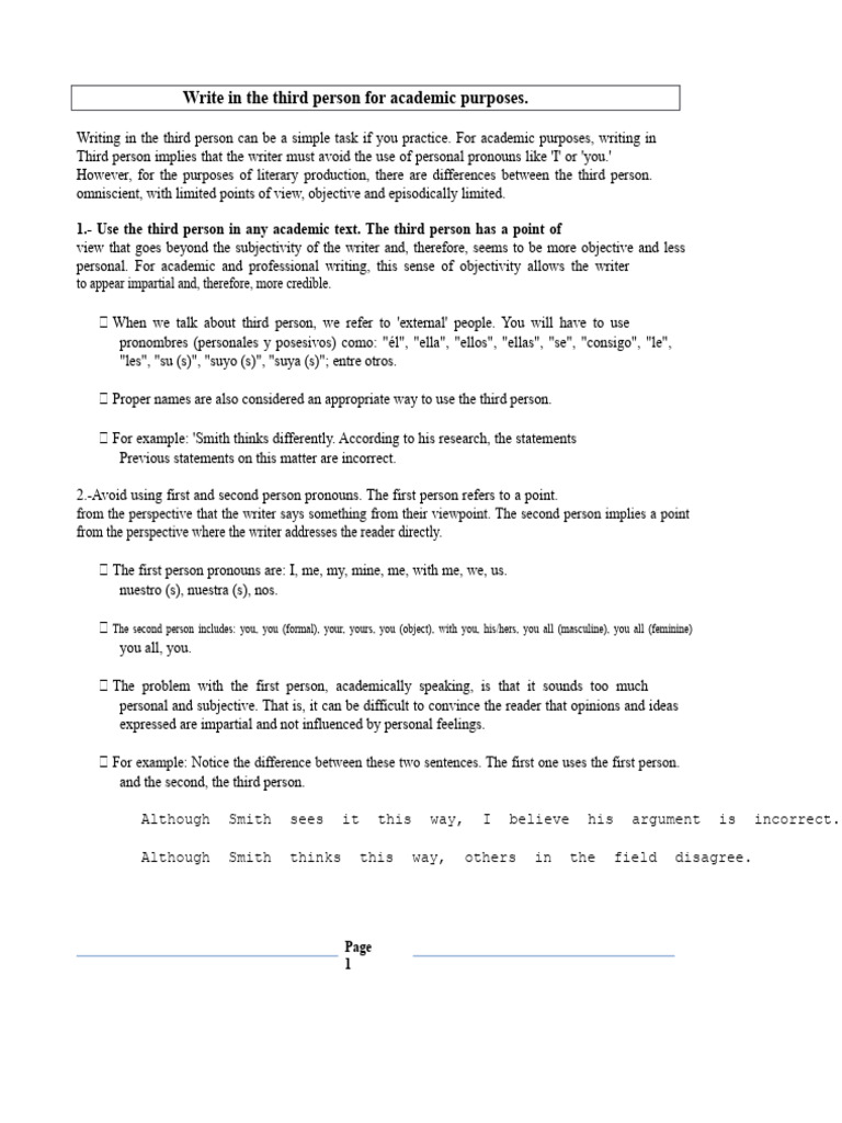 Writing in Third Person Academically | PDF | Plural | Grammatical Gender