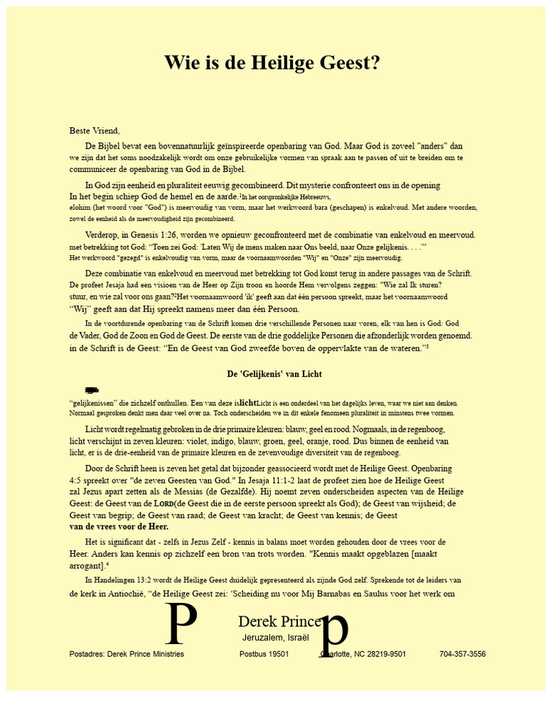 Wie Is de Heilige Geest Rev Derek Prince | PDF
