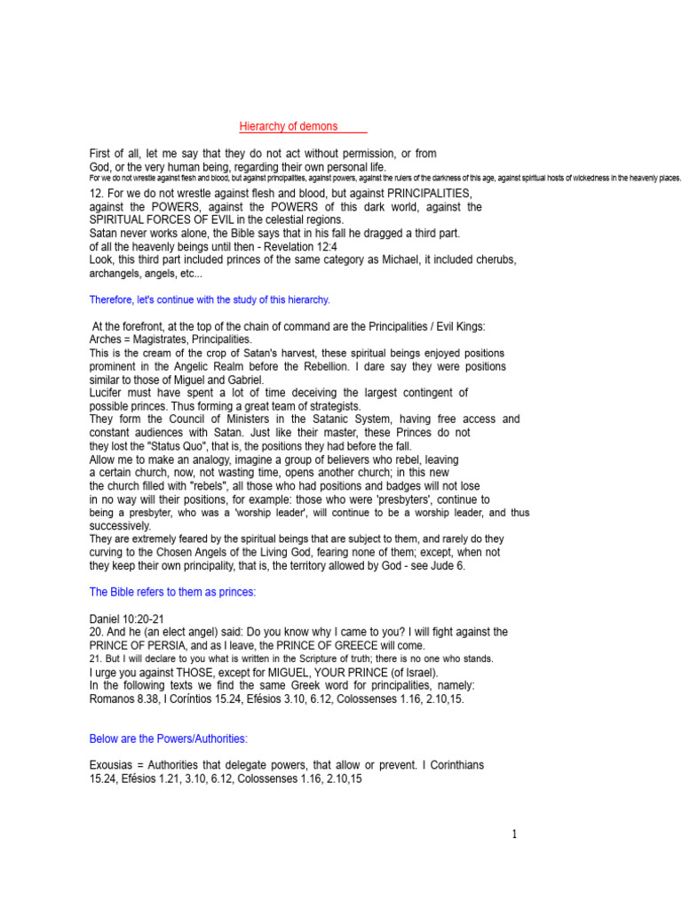 Demon Hierarchy Explained | PDF | Spiritual Gift | Prophecy