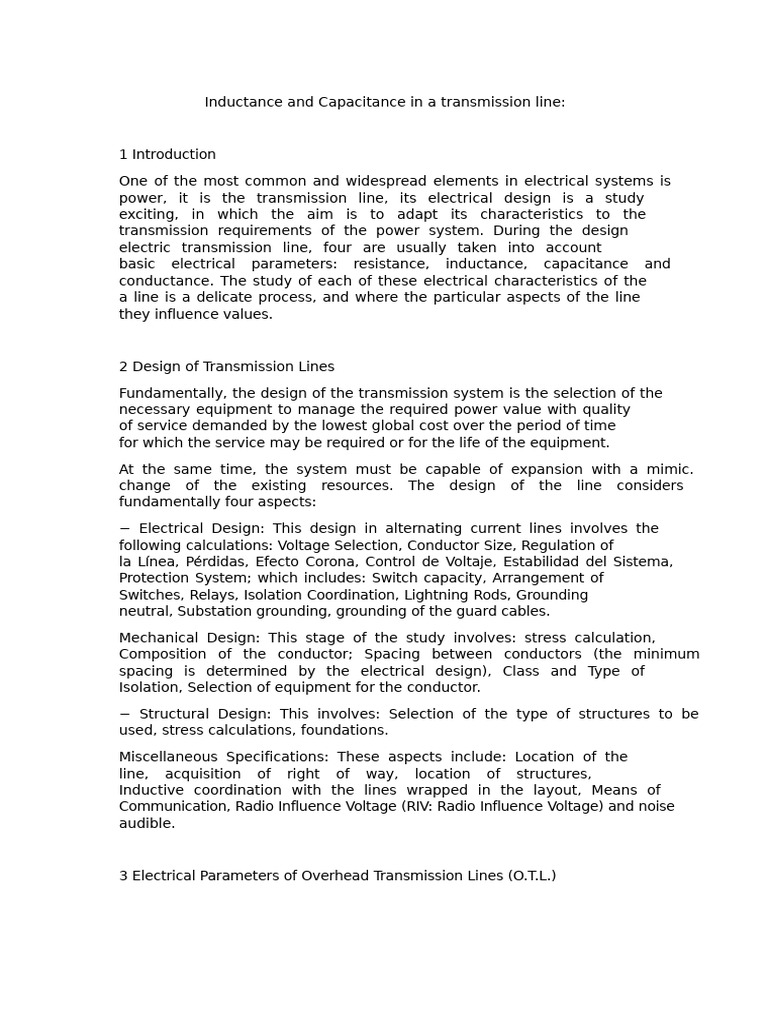 Inductance and Capacitance in a Transmission Line.docx | PDF ...