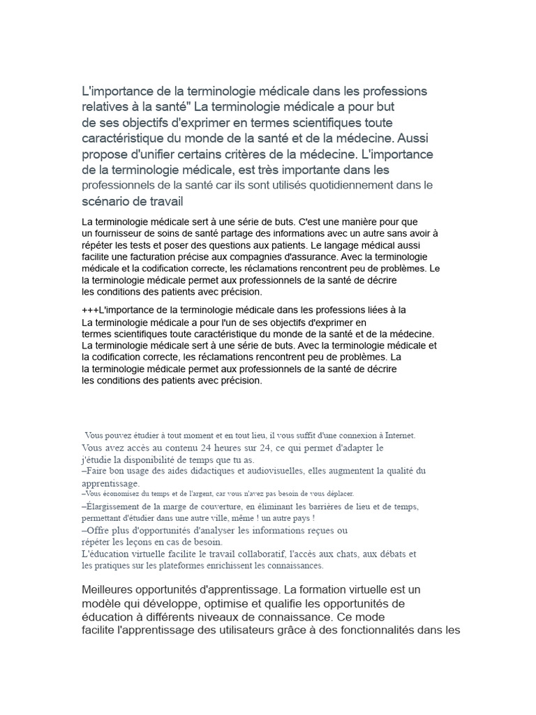 Importance de la terminologie médicale | PDF | Professionnel de la ...
