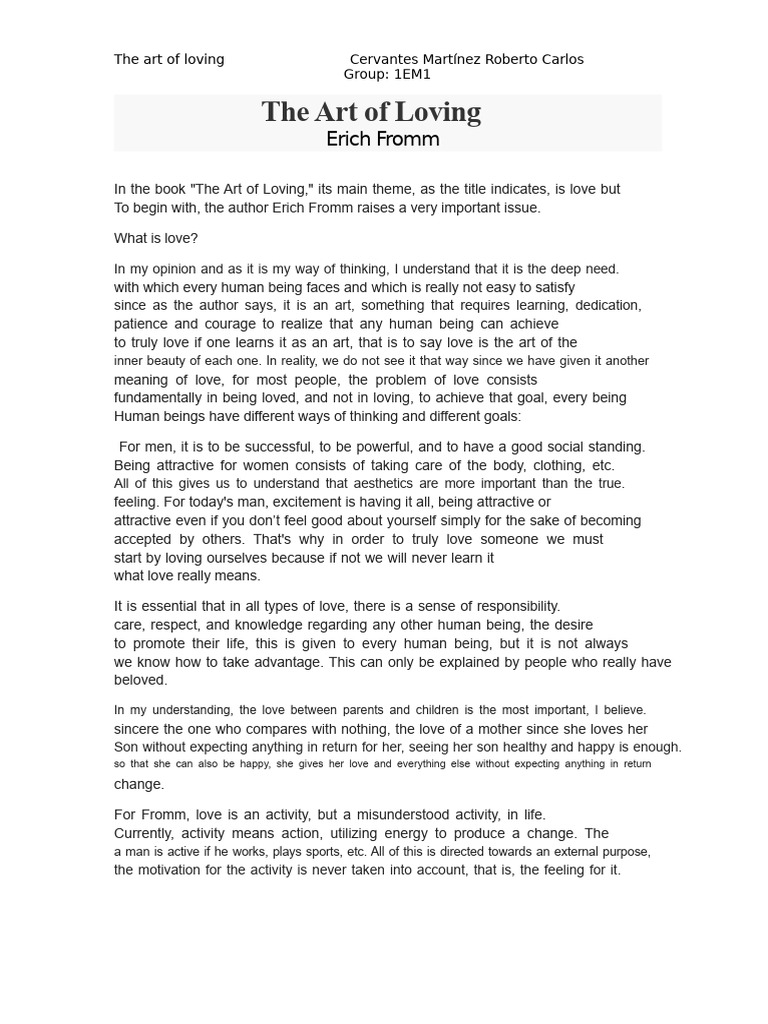 The Art of Loving | PDF | Love | Behavioural Sciences