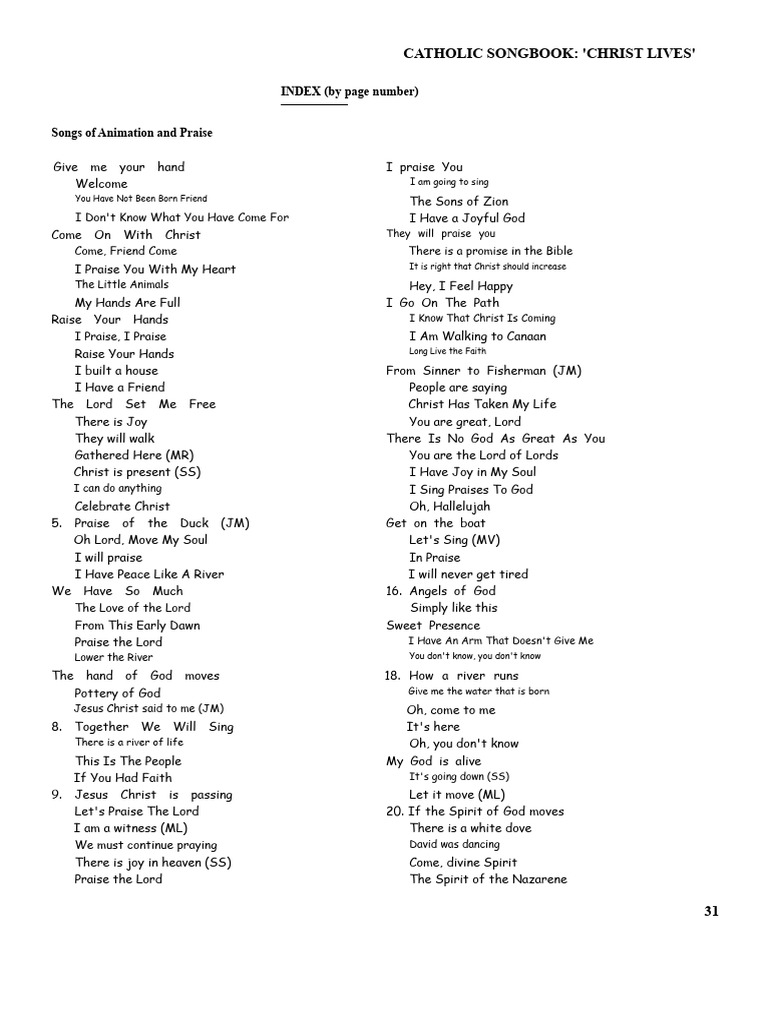 Charismatic Catholic Songbook "Christ Lives" | PDF | Glory (Religion ...