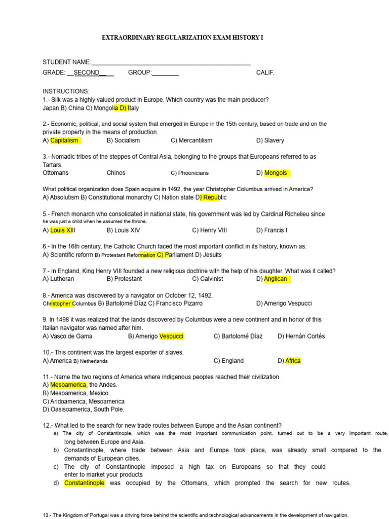 History Exam: Key Concepts & Events | PDF | Totalitarianism | Nazism