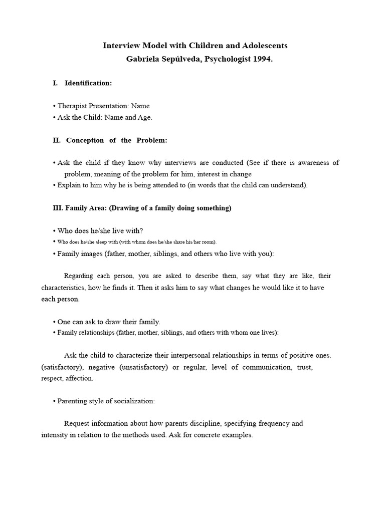 Interview Model With Children and Adolescents | PDF | Adolescence ...