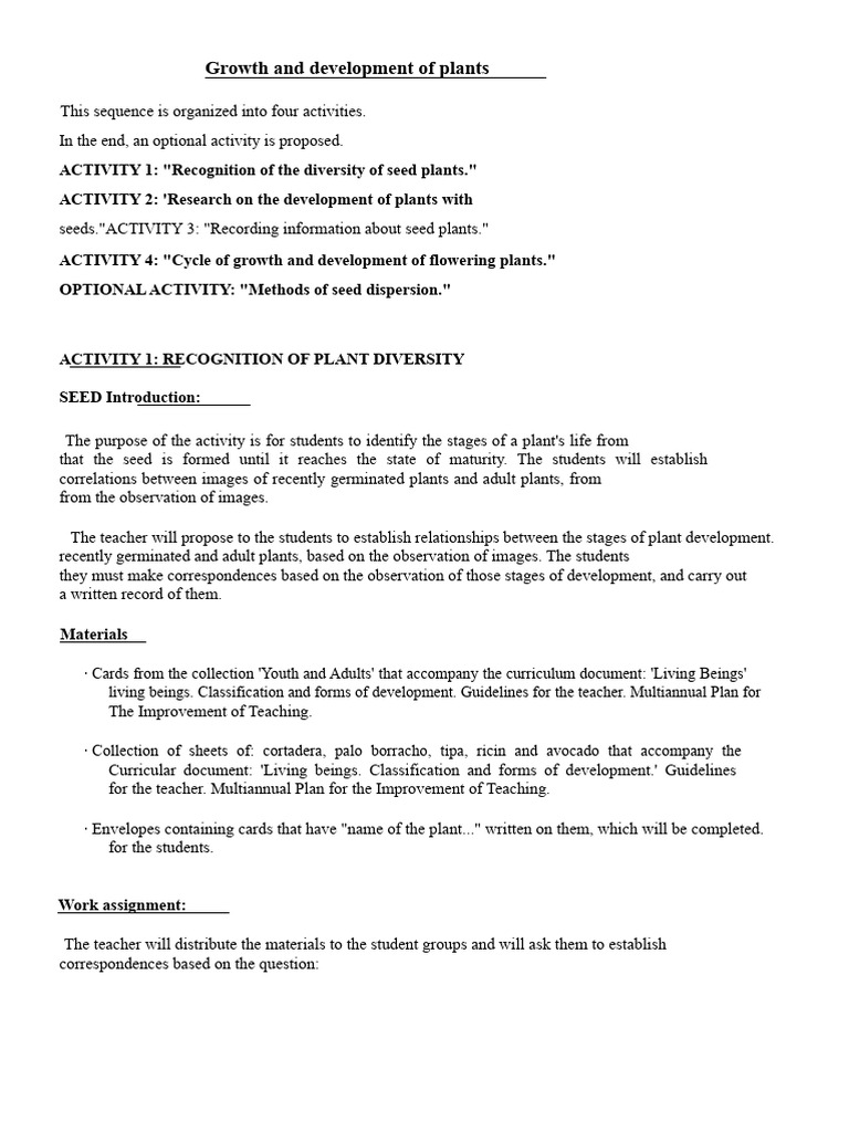 Sequence CN 4th Grade Growth and Development PLANTS | PDF | Seed | Biological Dispersal