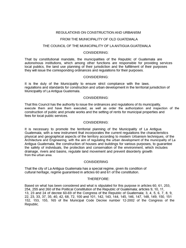 Construction Regulations for La Antigua | PDF | Regulatory Compliance ...