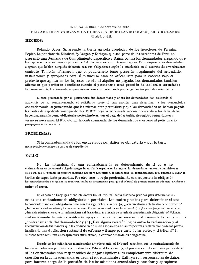 ELIZABETH SY-VARGAS v. LA HERENCIA DE ROLANDO OGSOS, SR. Y ROLANDO ...