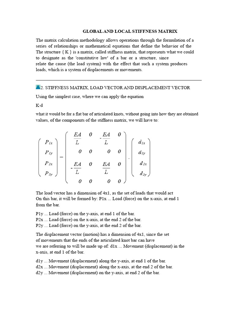 Local Stiffness Matrix in Structures | PDF | Matrix (Mathematics ...