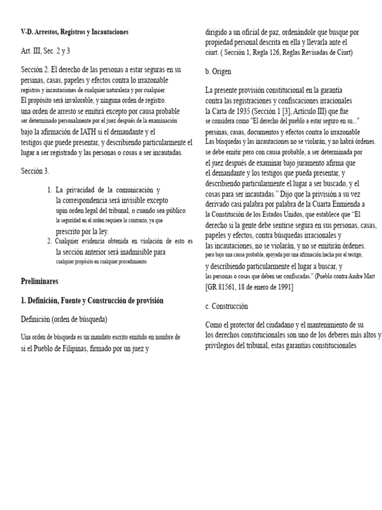 Notas Sobre Búsqueda y Confiscación | PDF | Cuarta Enmienda a la ...
