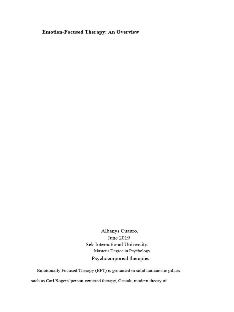 Overview of Emotion-Focused Therapy | PDF | Emotions | Psychotherapy