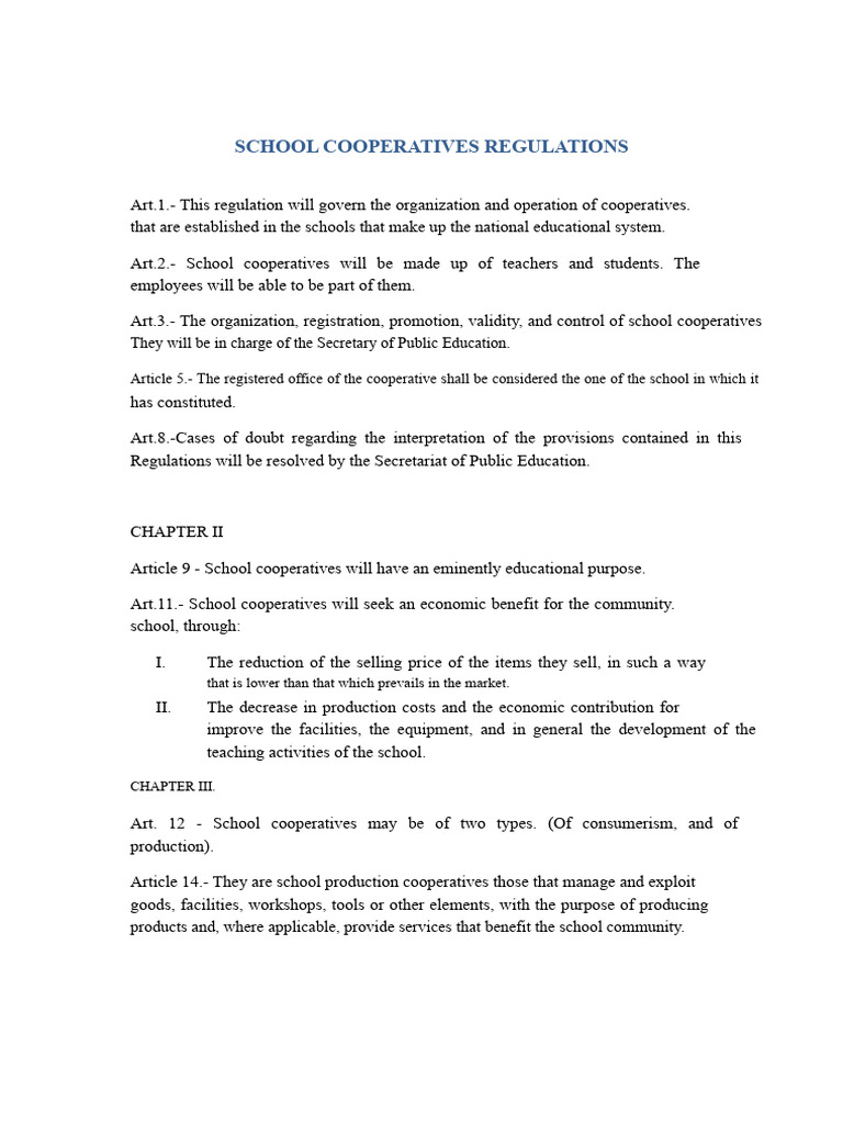 School Cooperatives Regulations Overview | PDF | Cooperative | Banks