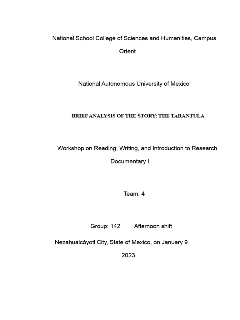 ANALYSIS OF THE TARANTULA - Definitive Version | PDF