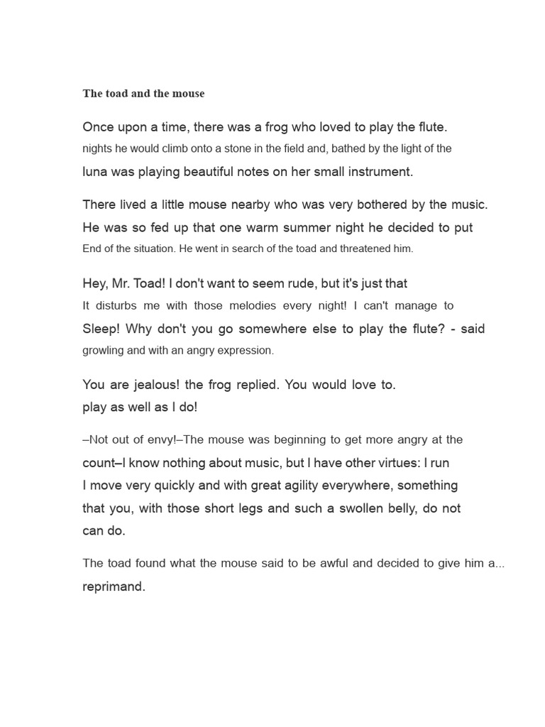 The Toad and The Mouse PDF | PDF