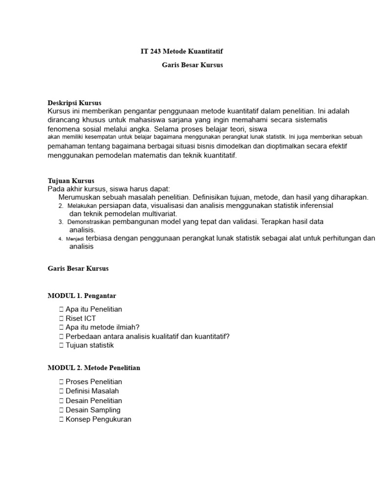 Garis Besar Kursus | PDF