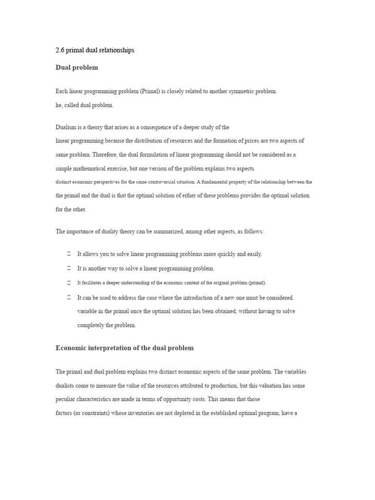 Primal-Dual Relationships in Linear Programming | PDF | Linear ...