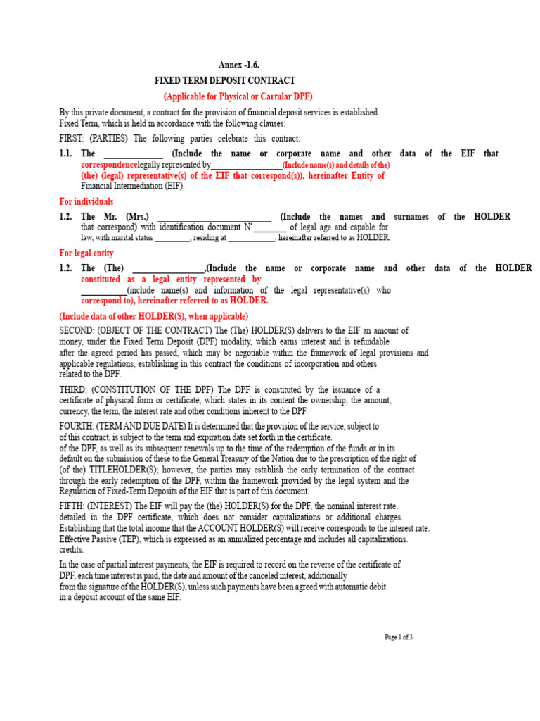 Deposit Contract Model | PDF | Interest | Interest Rates