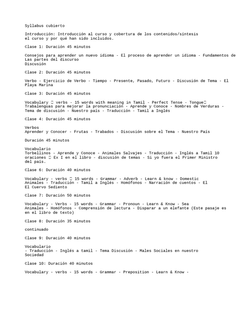 Sílabo de Inglés Hablado | PDF | Idioma en Inglés | Mecánica del lenguaje