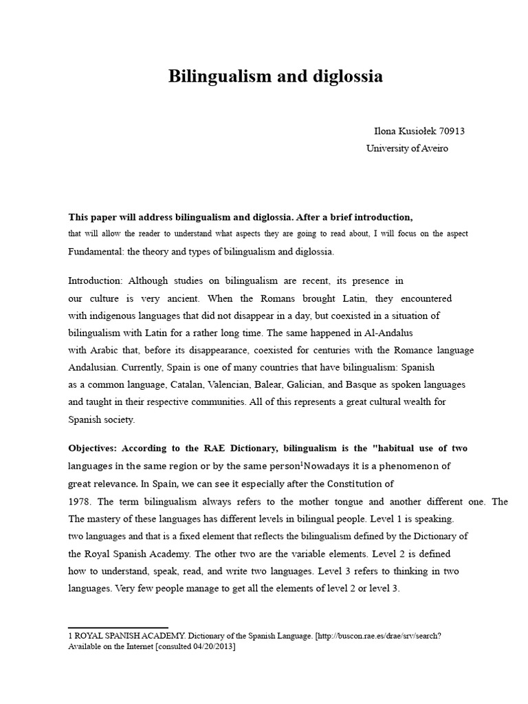 Bilingualism_and_diglossia.docx | PDF | Multilingualism | Sociolinguistics